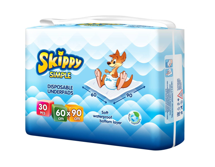 Гигиенические пеленки для детей Simple 90x60 см 30 шт. Skippy — купить в Москве в интернет ...